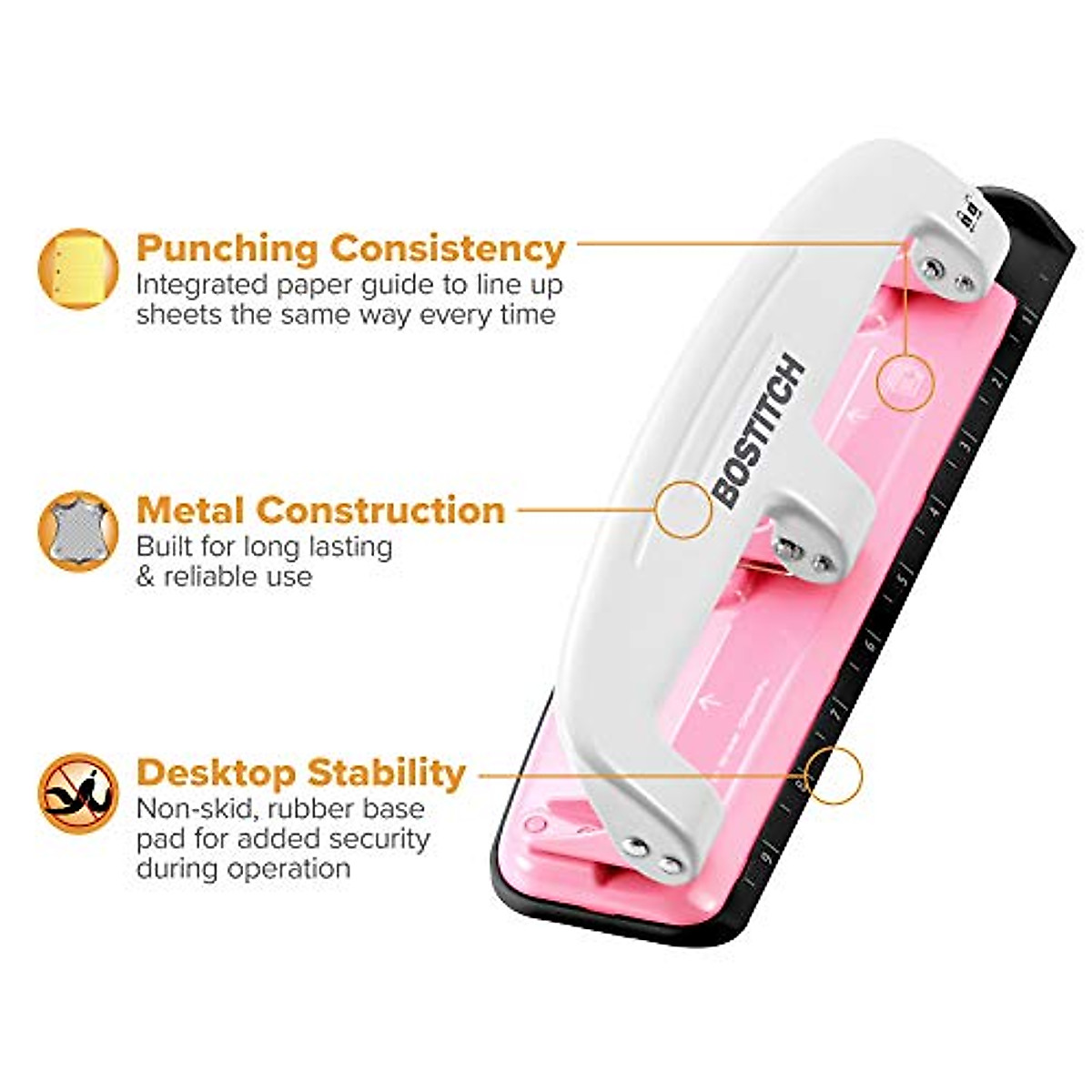 Bostitch EZ Squeeze INCourage 12 Three-Hole Punch, No Jam Technology, AMAX Spirit Foundation