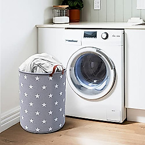 Large Laundry Hamper for Dirty Clothes, Cloths & Towels | Tall, Big Basket for Extra Loads | XL Size, Sturdy, Collapsible, Portable & Waterproof | Cute, Modern | Kids, Nursery, Girls, Baby (2 Baskets)