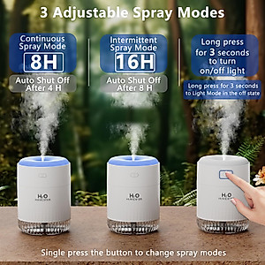 Colorful Mini Humidifier, USB Rechargeable Humidifier, 4 Modes Super Quiet, Humidifiers For Bedroom,Suitable For Travel Office Family-White