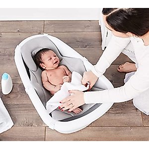 Regalo Baby Basics 3-in-1 Grow with Me Bath Tub, Adjustable As Your Baby Grows, Includes Foam Padded Air Mesh Sling, Drying Hook,
