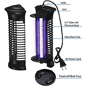 Micnaron Bug Zapper Electric Indoor Insect Killer suspensible UV Light | Mosquito Killer Bug Fly Pests Attractant Trap Zapper Lamp w/Powerful 1000V Grid for Indoor Home Bedroom,Kitchen, Office