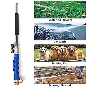 YunGuoGuo High Pressure Power Wash Hose Nozzle Attachment 30 Inches Extension Rod Blue，Hydro Jet Garden Watering Wand for Gutter Cleaning