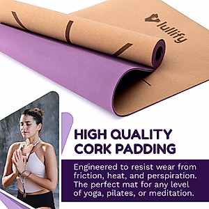 Lullify Premium Cork Yoga Mat | Non Slip and Built To Last Through Hot Yoga Or Exercise Class | Biodegradable and Built With Sustainable Materials | Carrying Strap Included