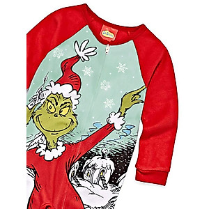 The Grinch Dr. Seuss Toddler Infant Christmas Footed Blanket Sleeper Pajamas (5T, Red)