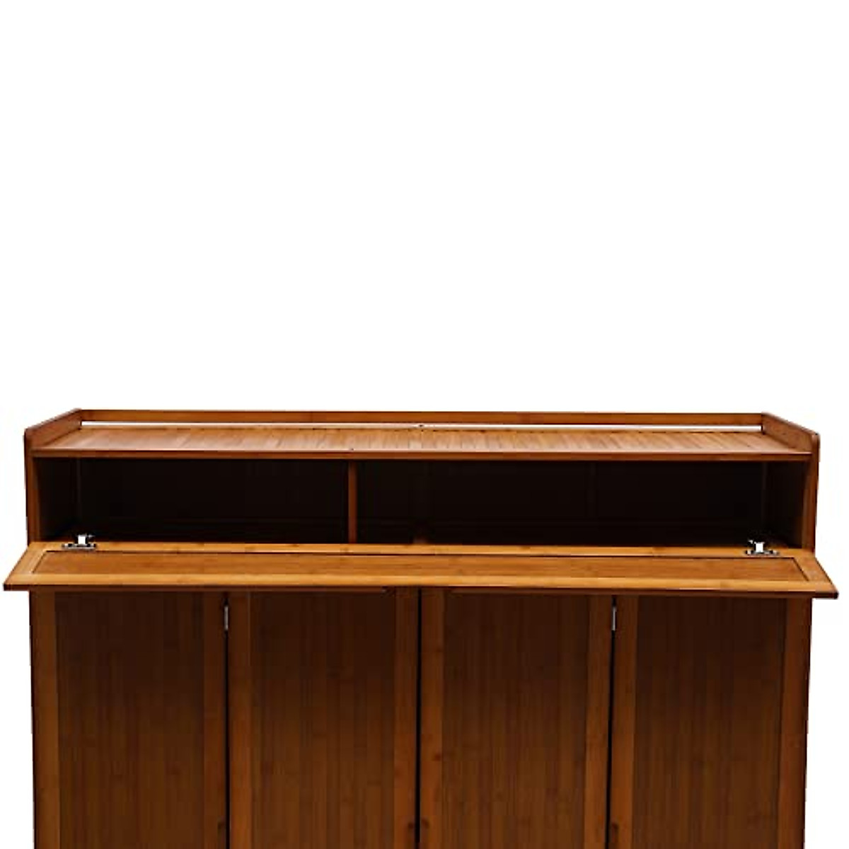 Bamboo Shoe Storage Cabinet 7 Tier Shoes Rack with Folding Door Free Standing Shoe Racks Shoe Organizers for Entryway Hallway Living Room Bedroom, 46 * 13 * 45.3 Inch