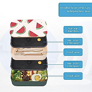 Pink Watermelon Adult Lunch Box, Bento Box, With Cutlery Set Of 3, 2 Compartments, Rectangular, Lunch Box For Adults