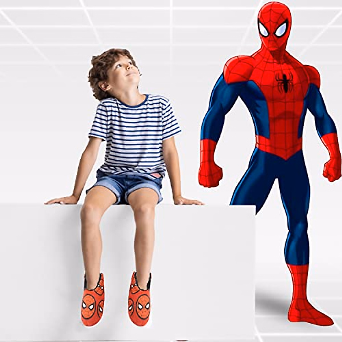 Marvel Spiderman Toddler Slippers, 2 Pack Toddler Socks, Fuzzy Babba House Slipper Socks for Boys, Spiderman Toddler Socks for Boys