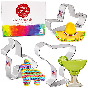 Cinco de Mayo Cookie Cutters 3-Pc Set Made in USA by Ann Clark, Pinata, Sombrero, Margarita Glass