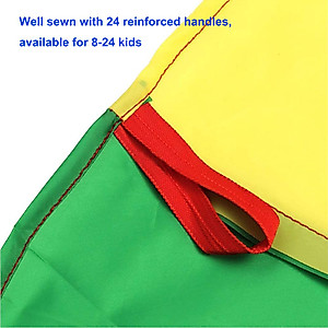 AMYESE 16.4ft Rainbow Parachute for Outdoor Party Games, Kids Play Parachute Group Cooperative Team Game Toys, Family Get-together Entertainment