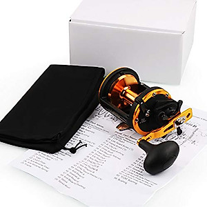 Sougayilang Conventional Reel Trolling Fishing Reel Powerful Drag Fishing Reel for Saltwater Big Game (TS50-gold)
