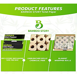 Bamboo Story Premium Bamboo Toilet Paper, PFAS Free, Chemical Free Toilet Paper, Unbleached, (24) 3PLY & 300 Sheets, FSC Certified, Organic Brown, Plant-Based, Tree-Free, Plastic Free, BPA Free (24)