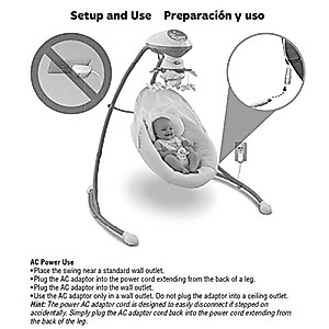 Fisher-Price Baby Swing Power Cord AC Adapter, White (NOT compatible w/Rock & Play or Smart Connect Soother)