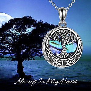 ONEFINITY Tree of Life Urn Necklaces for Ashes Sterling Silver Abalone Shell Tree of Life Cremation Jewelry for Ashes Memory Jewelry for Women Men