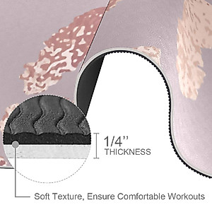 Siebzeh Fit Yoga Mat Rose Gold Leopard Skin 6mm Eco Friendly Rubber Health&Fitness Slip-Resistant Mat for All Types of Exercise, Yoga, and Pilates (72" x 24" x 6mm Thick)