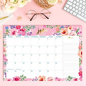 S&O Watercolor Floral Large Desk Calendar from Jan 2023-Jun 2024 - Tear-Away Table Calendar 2023-2024 - Desktop Calendar 2023-2024 - Academic Desk Calendar 2023-2024 - Desk Calendar Large - 12x17in