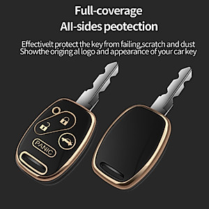 Bqepe for Honda Key Fob Cover Keychain Fit for Accord Crosstour Civic CR-V Pilot Element Smart Key Shell Case (Black)