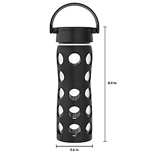 Lifefactory 16-Ounce BPA-Free Glass Water Bottle with Classic Cap and Protective Silicone Sleeve, Onyx