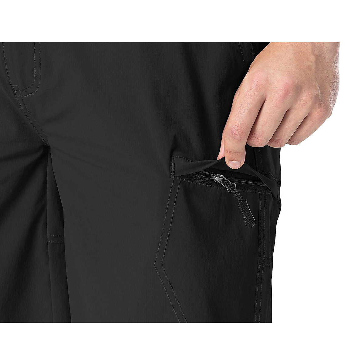 Rdruko Men's Hiking Cargo Shorts Quick Dry Lightweight Outdoor Work Casual Travel Summer Shorts with 6 Zipper Pockets(Black, US 36)