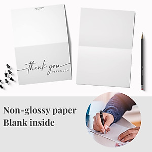 Thank You Cards with Kraft Envelopes and Matching Stickers, Bulk Pack of 100, 4x6 Inch Minimalistic Design | Suitable for Business, Baby Shower, Wedding, Small Business, Graduation, Bridal Shower, Funeral