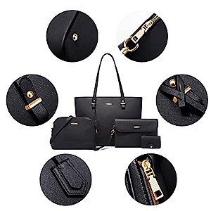 Handbags for Women Large Tote Shoulder Bags Top Handle Satchel Purses Wallet Crossbody Bag set 4pcs
