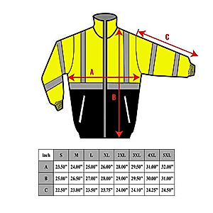 New York Hi-Viz Workwear WJ9011-L Men's ANSI Class 3 High Visibility Bomber Safety Jacket, Waterproof (Large, Orange)