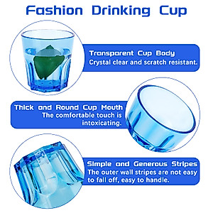 Colored Acrylic Glasses Drinkware, Unbreakable Glasses Drinking Set of 6, Plastic Cups Reusable, Dishwasher Safe, Small Water Tumbler Cups for Kids Picnic Christmas Gift Party Juice Whiskey Wine