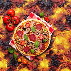 3 Pcs Lava Tablecloth Halloween Table Covers Dinosaur Tablecloth Flame Tablecloth Lava Party Supplies Volcano Tablecloth for Volcano Dinosaur Theme Party Halloween Lava Game Decor, 54 x 108 Inches