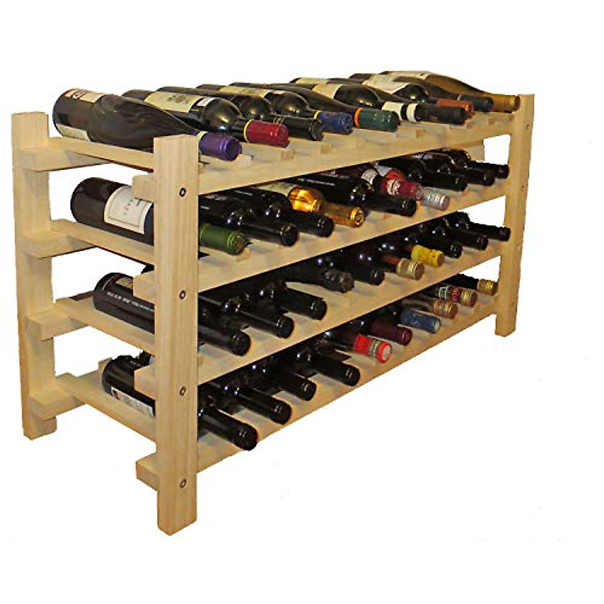 DisplayGifts Wine Rack Stackable Storage Stand, Solid Wood Display Shelves (40 Bottle Capacity)