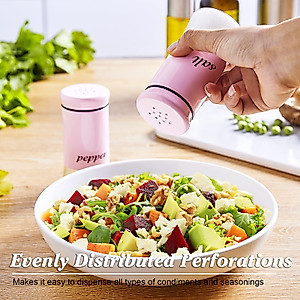 Pink Salt and Pepper Shakers - Pink Kitchen Accessories Decor- 5 oz Glass Salt and Pepper Set for Cooking Table, RV, BBQ, Easy to Clean & Refill