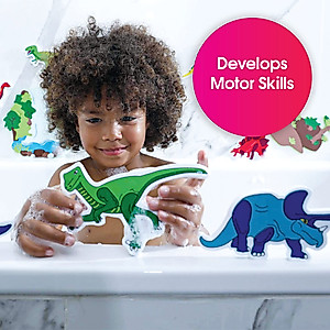 Edushape Magic Creations Foam Sticker Imaginative Bath Tub Activity Play Set, Dinosaurs