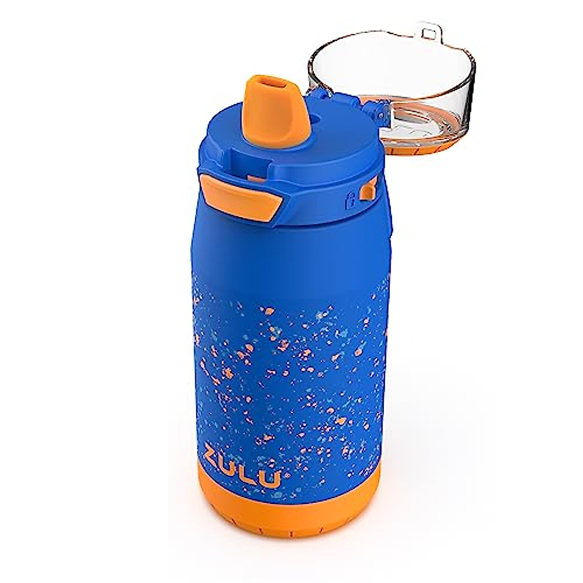 ZULU Kids Flex 12oz Tritan Stainless Steel Insulated Water Bottle with Silicone Spout, Leak-Proof Locking Flip Lid and Soft Touch Carry Loop for School Backpack, Lunchbox, and Outdoor Sports, Blue