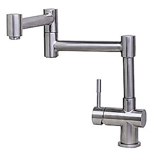 ALFI brand AB2038 Solid Retractable Single Hole Kitchen Faucet, Polished Stainless Steel