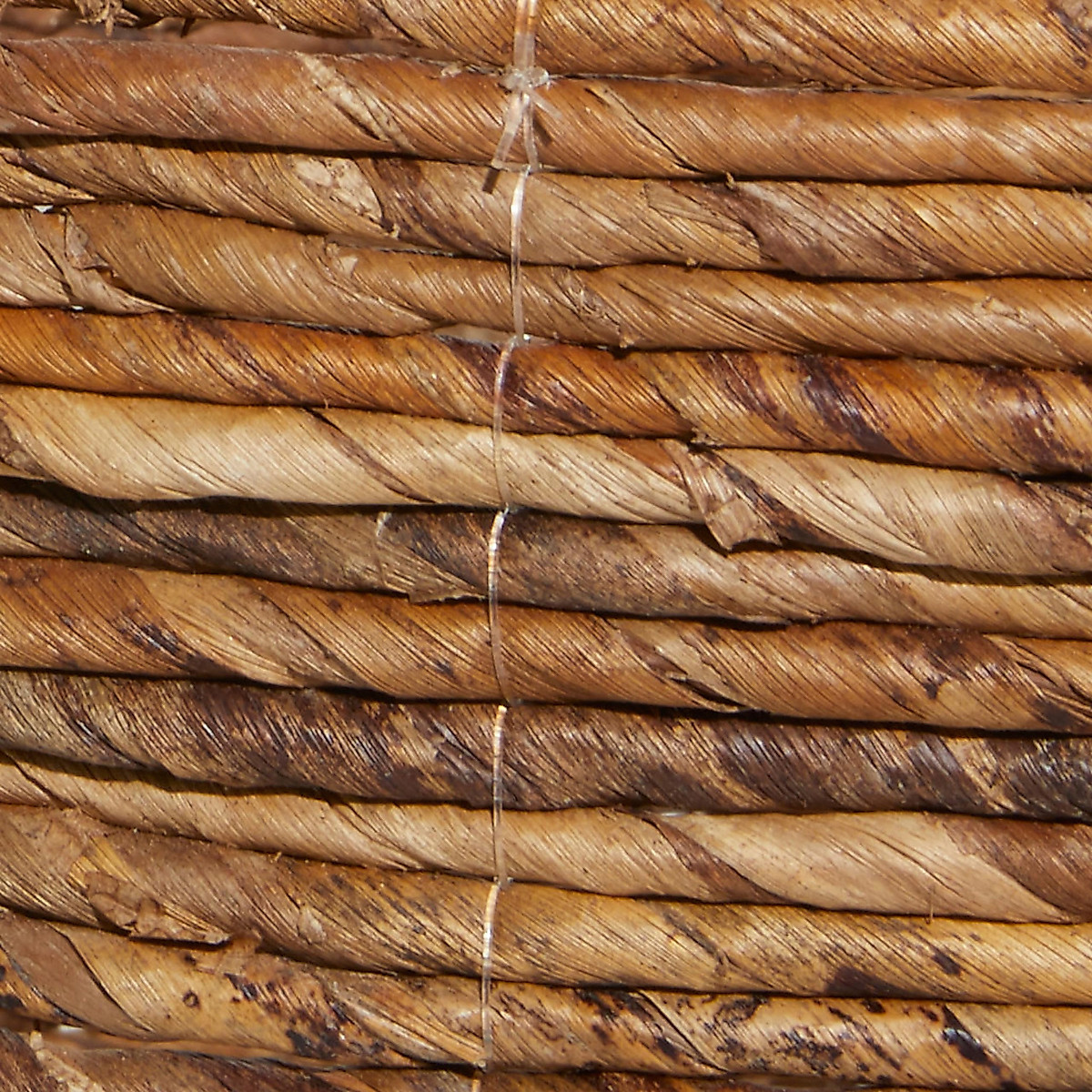 Deco 79 Banana Leaf Handmade Diamond Detail Storage Basket with Handles, Set of 2 17", 16"H, Brown