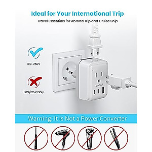 Universal Travel Adapter Kit, VINTAR International Plug Adapter with 3 USB Ports(2 USB C, 3.4A) & 2 American Outlets, Type A,C,G,D,I,M Swap&Adapt Attachments, Adapter for US/EU/UK/India/AUS/Africa