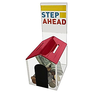 Dog House shelter shaped charity Donation coin collection money piggy bank ballot box animal house suggestion and fundraising box with Cam-lock and 2 Keys (Red)