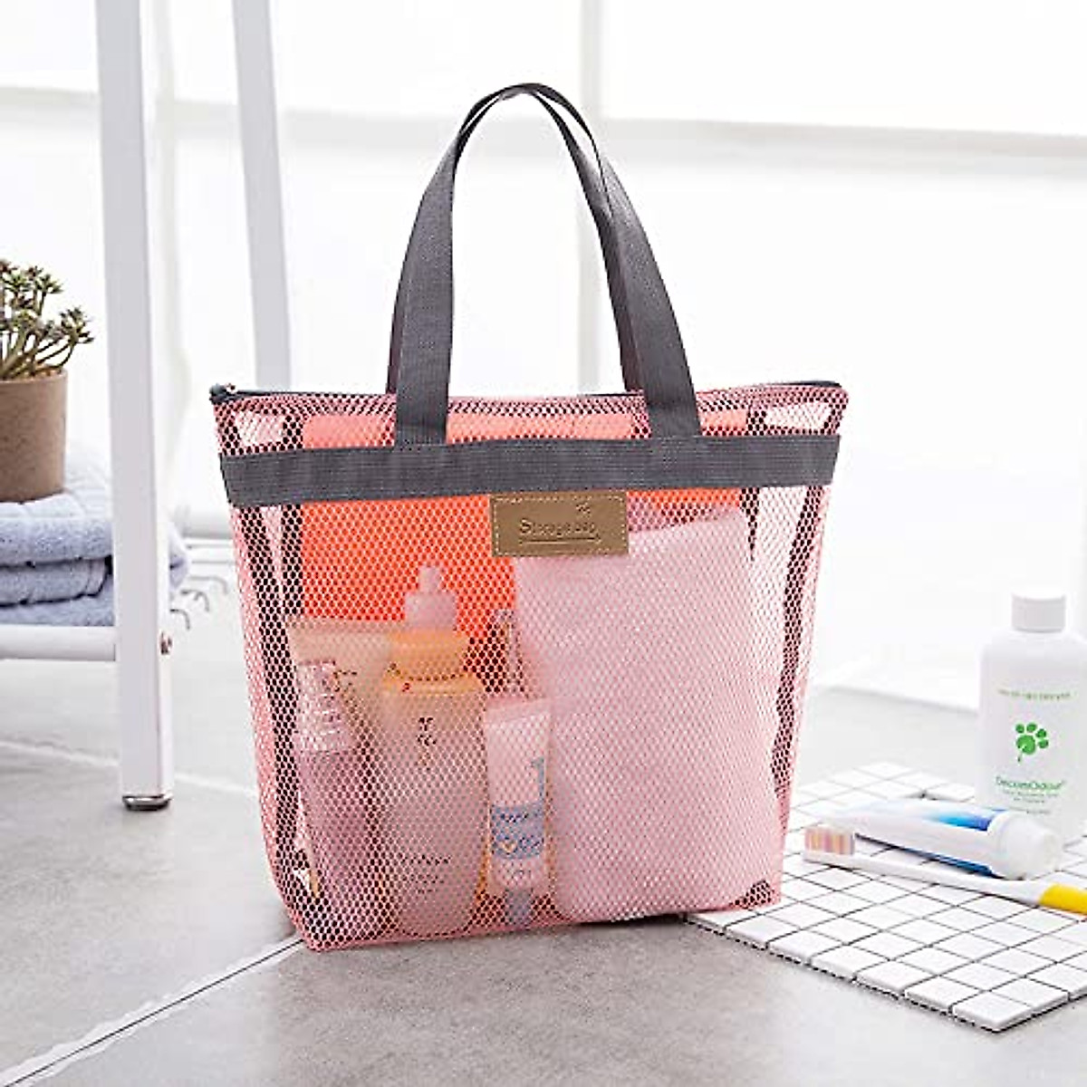 huihaochenggong 2 Pack Mesh shower caddy shower bag 12.5x10.5'' Portable Shower Tote Mesh Shower Caddy Quick Dry Shower Bag with Zipper shower caddy portable For Gym, Travel, Camp, Beach