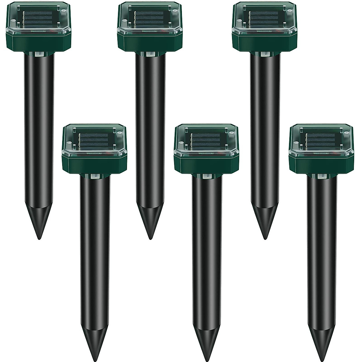 Solar Mole Repellent Ultrasonic Mole Repellent Solar Powered Outdoor Powered Sound Wave Deterrent for Lawn Garden for Snakes Moles Gophers Groundhogs Voles and Other Burrowing Mice(6 Pieces,Small)