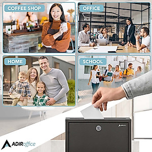 Adir Metal Suggestion Box with Lock and Slot, Wall Mount Deposit Box for Payments and Checks, Office Mail Box for Employees, Mailbox for House, Safe Drop Box with Keys - 3x10x12 Inch Black
