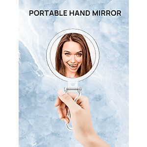 OMIRO Hand Mirror, Double-Sided 1X/15X Magnifying Foldable Makeup Mirror for Handheld, Table and Travel Usage