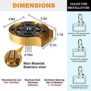 Metal Kitchen Sink Glass Rinser, Sprayer Faucet Bottle Washer Cup Cleaner Kitchen Sink Accessories, Quick Rinse for Home Bar Faucet, Gold