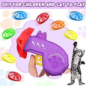 Sumind 18 Pieces Cat Fetch Tracking Interactive Toys with 5 Colors Flying Propellers for Indoor PET Cat Kitty Training Chasing (Purple, Cat)