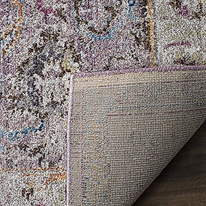 SAFAVIEH Bristol Collection 8' x 10' Lavender / Light Grey BTL357P Boho Chic Oriental Distressed Area Rug