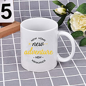 Waipfaru House Warming Gifts - New Home New Adventure New Memories Funny Coffee Mug, New Home Gifts for Friends Parents Relatives Him Her, 11 Oz Ceramic Coffee Mug