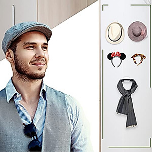 Adhesive Hat Hooks Hat Rack Strong Hold Hat Hangers Plastic Hat Holders Wall Hat Organizer for Door, Closet, Office, Bedroom, Clear (16 Pack)