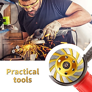 2 Pieces 4 Inch Concrete Stone Ceramic Turbo Diamond Grinding Cup Wheel,12 Segs Heavy Duty Angle Grinder Wheels for Angle Grinder (Yellow)