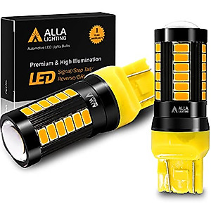 Alla Lighting 2800lm 7440 7443 LED Turn Signal Lights Bulbs, Amber Yellow T20 7440NA 7444NA 7442NAK WY21W 7443NA 992 Blinker Lamps Replacement Xtreme Super Bright 12V 5730 33-SMD Dual Filament