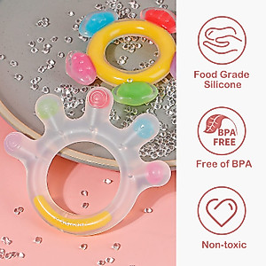 haakaa Baby Teethers Toys Baby Teething Toys for Babies Silicone New Palm and Ferris Wheel Teethers Combo Soft Baby Sensory Toys, Teething Pain and Itching Gums, BPA Free, 3m+, 2 pcs