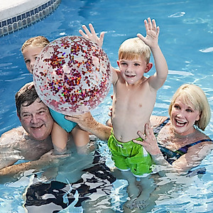 Utoimkio 16 Inch Giant Inflatable Beach Ball Swimming Pool Ball, Bling Bling Glitter Sparkle Sequin Beach Floatable Balls for Summer Holiday Parties Favors, Outdoor Water Fun Toys (Color E)