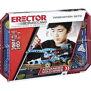Meccano Erector, Advanced Machines Innovation Set, S.T.E.A.M. Building Kit with Real Motor