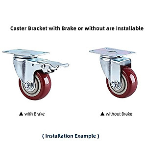 Juvielich 4Pcs Push Cart Wheels 3.5 Inch PU Caster Wheels Bearings Repair Kits, Heavy Duty Plate Casters, Shelf Replacement Wheels for Platform Trucks, up to 264 LBS/120KG